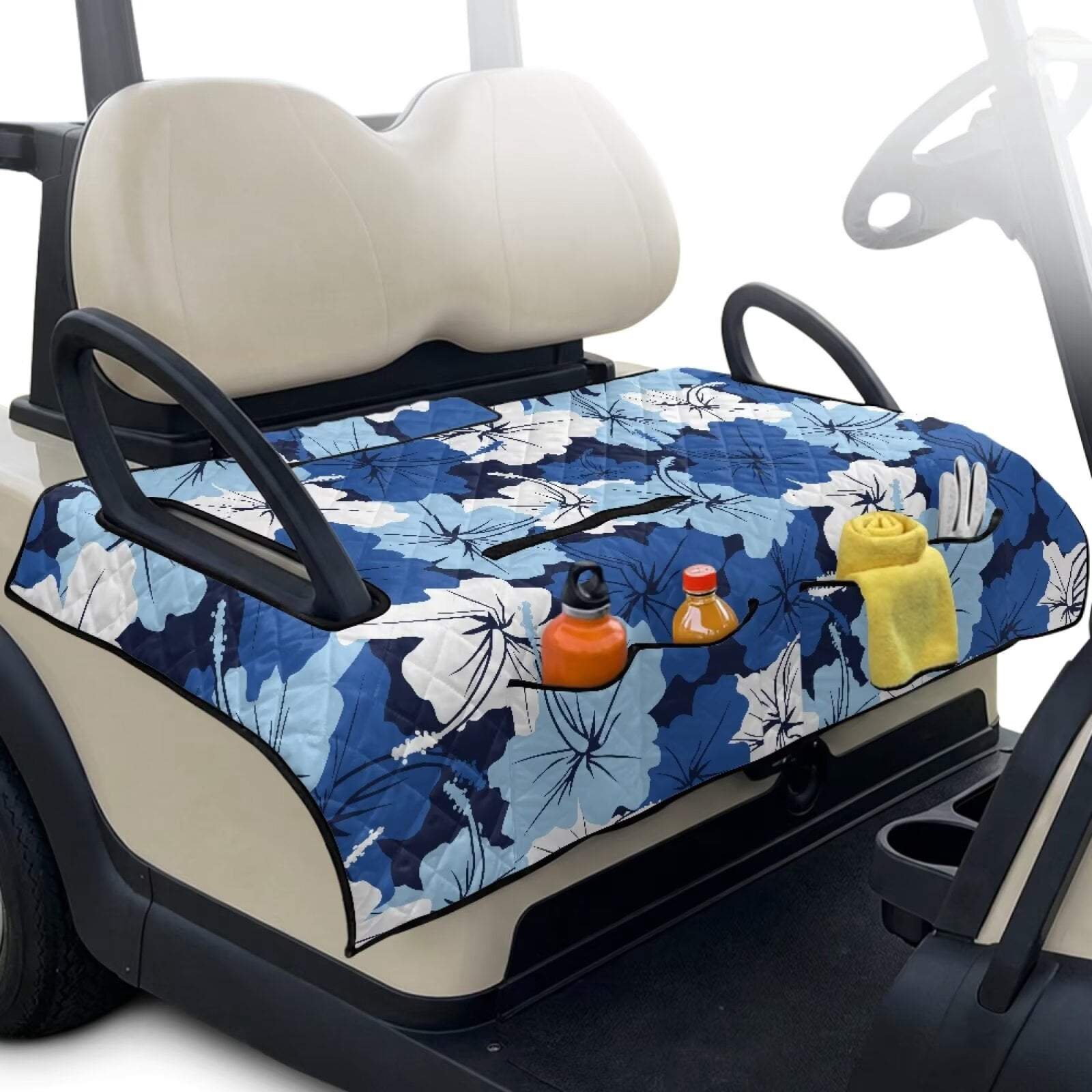 FUIALDOLG Universal Fit Blue Hibiscus Flower Golf Cart Seat Covers ...