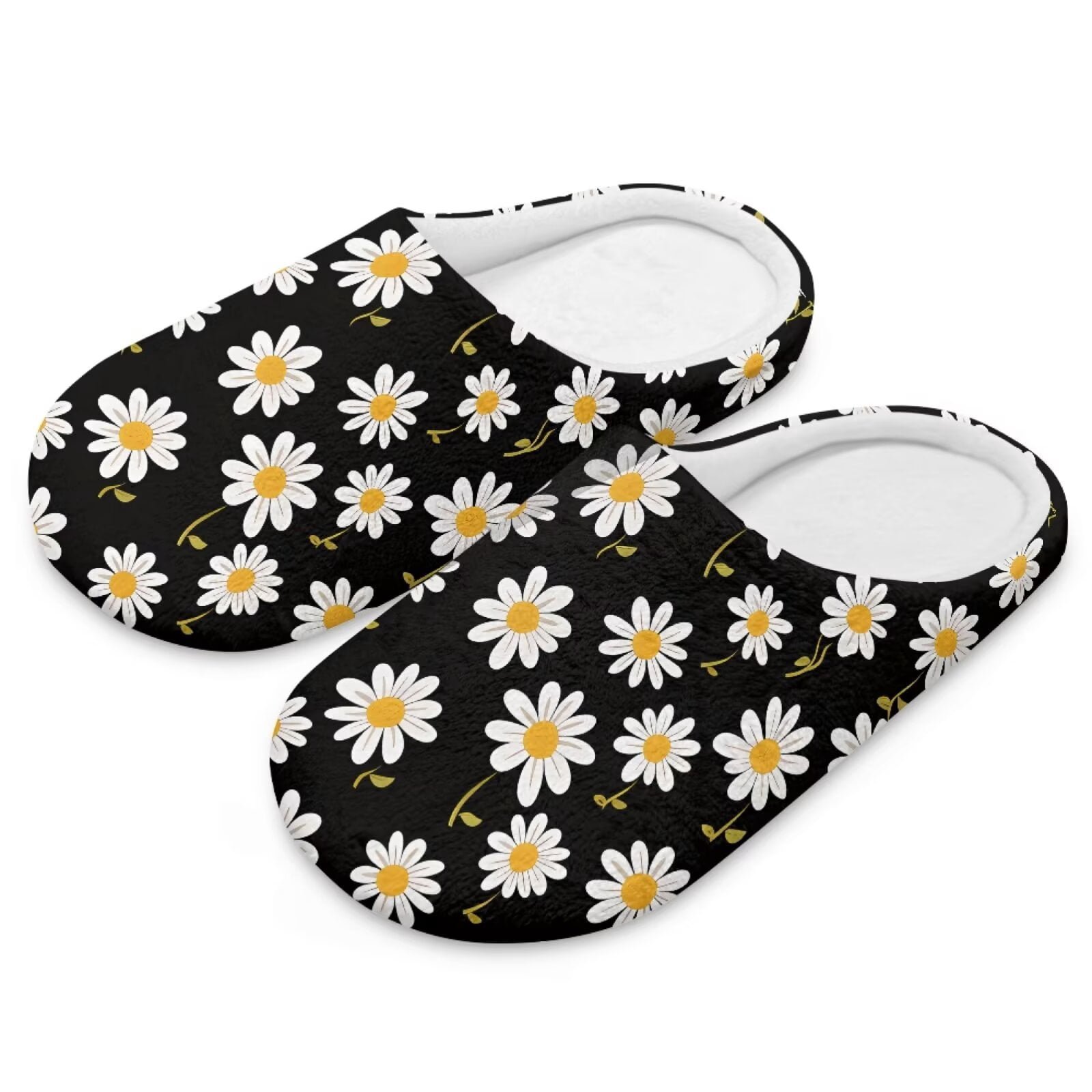 FUIALDOLG White Daisy Print Slippers for Women Japanese Style House ...