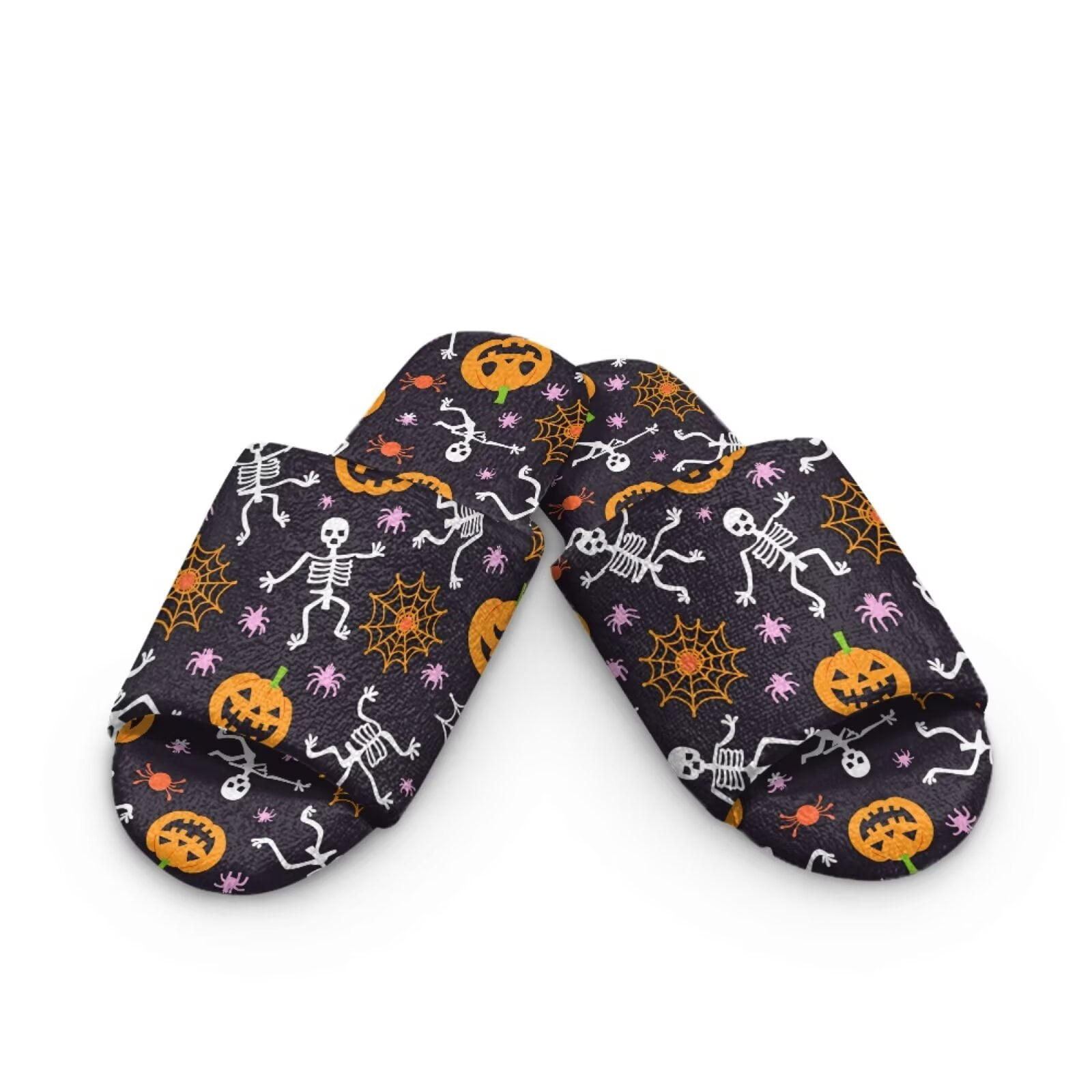 FUIALDOLG Women's Halloween Indoor Slippers Open Toe Funny Skeleton ...