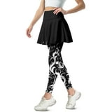 FUIALDOLG Women's High Rise Athletic Leggings With Skirt Black Flames ...
