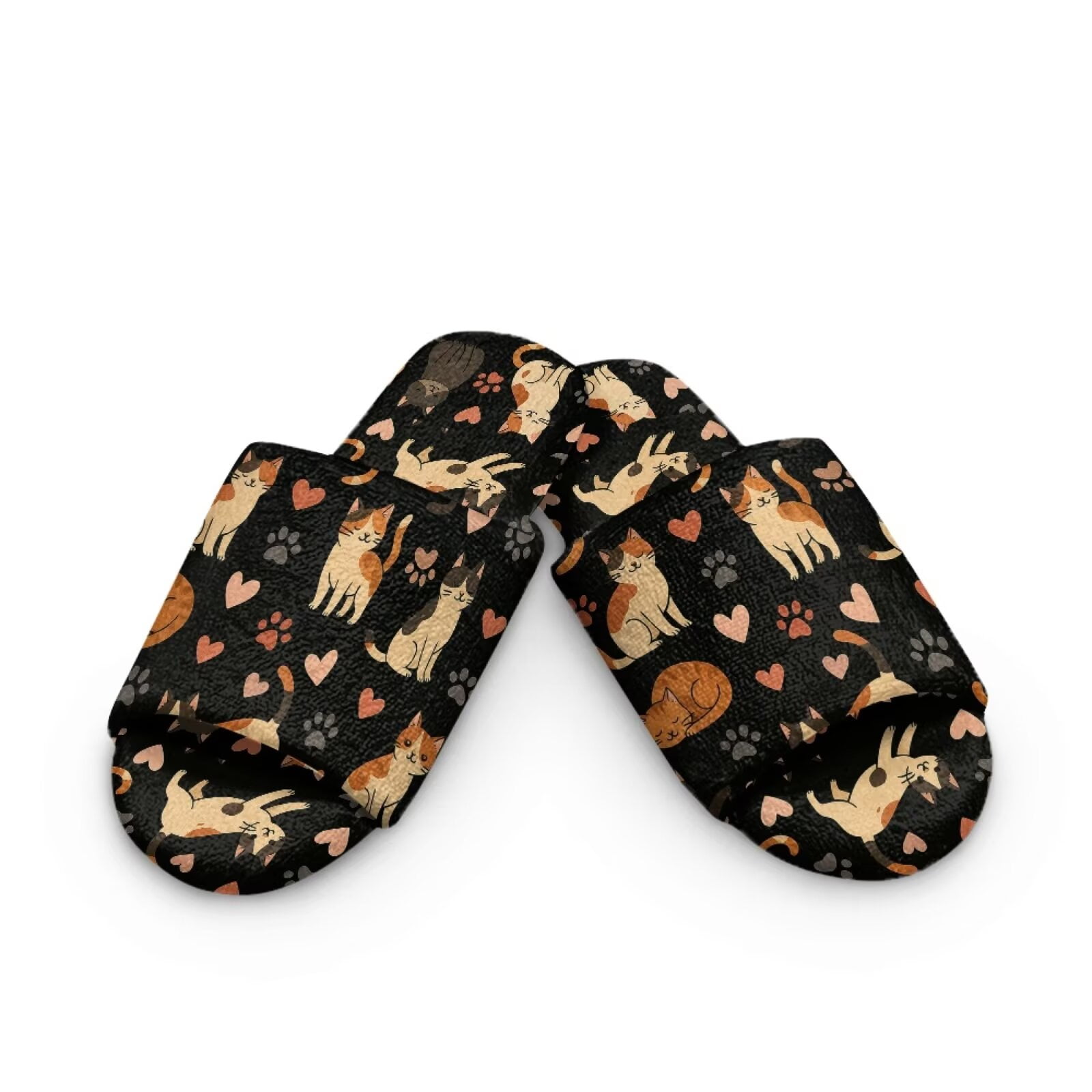 FUIALDOLG Women's Kawaii Cats Print Open Toe Slippers for Women Soft ...