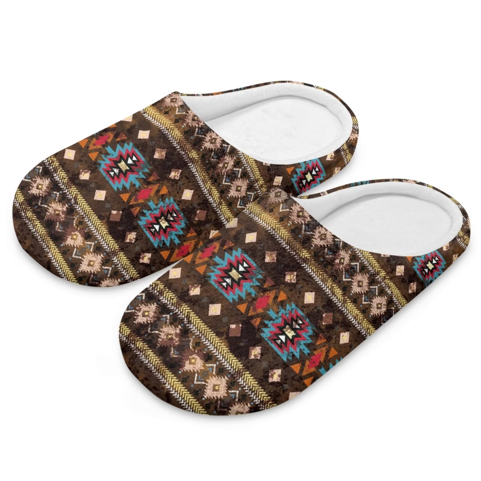 FUIALDOLG Women's Slippers Africa Native Tribal Print Fuzzy House ...