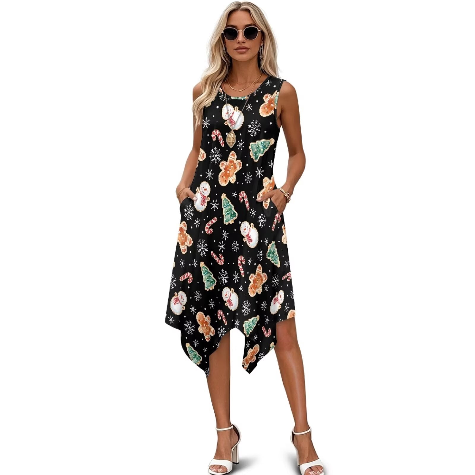 FUIALDOLG Women's Summer Sundress Merry Christmas Theme Dress Casual ...