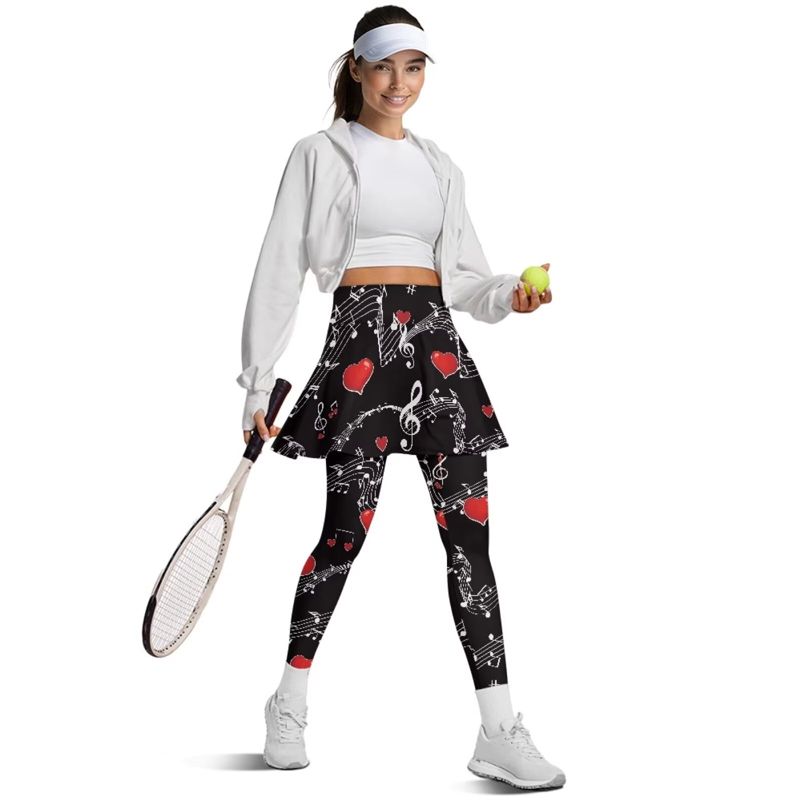 FUIALDOLGento Women's Love Heart Skirted Leggings with Pockets ...