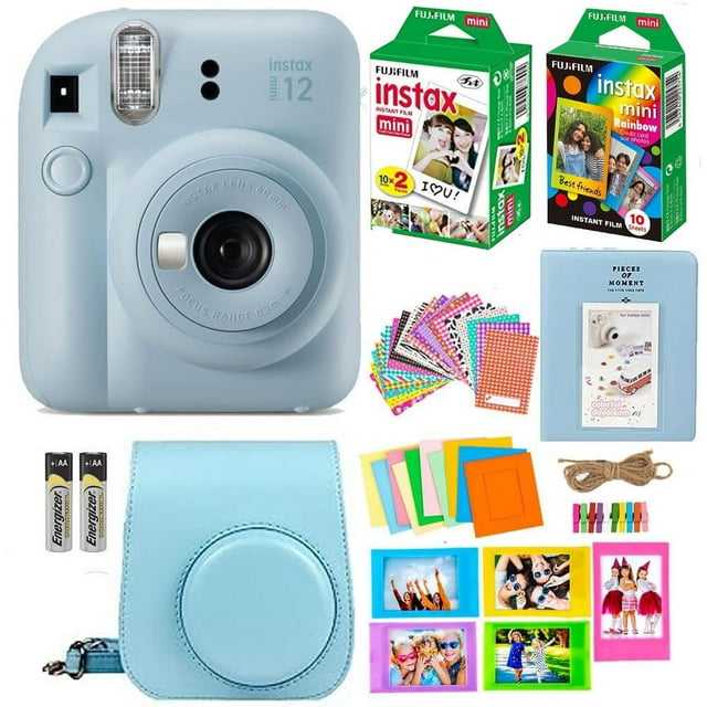 FUJIFILM INSTAX MINI 12 Camera Blue with Fuji Film (20 PK), Rainbow ...