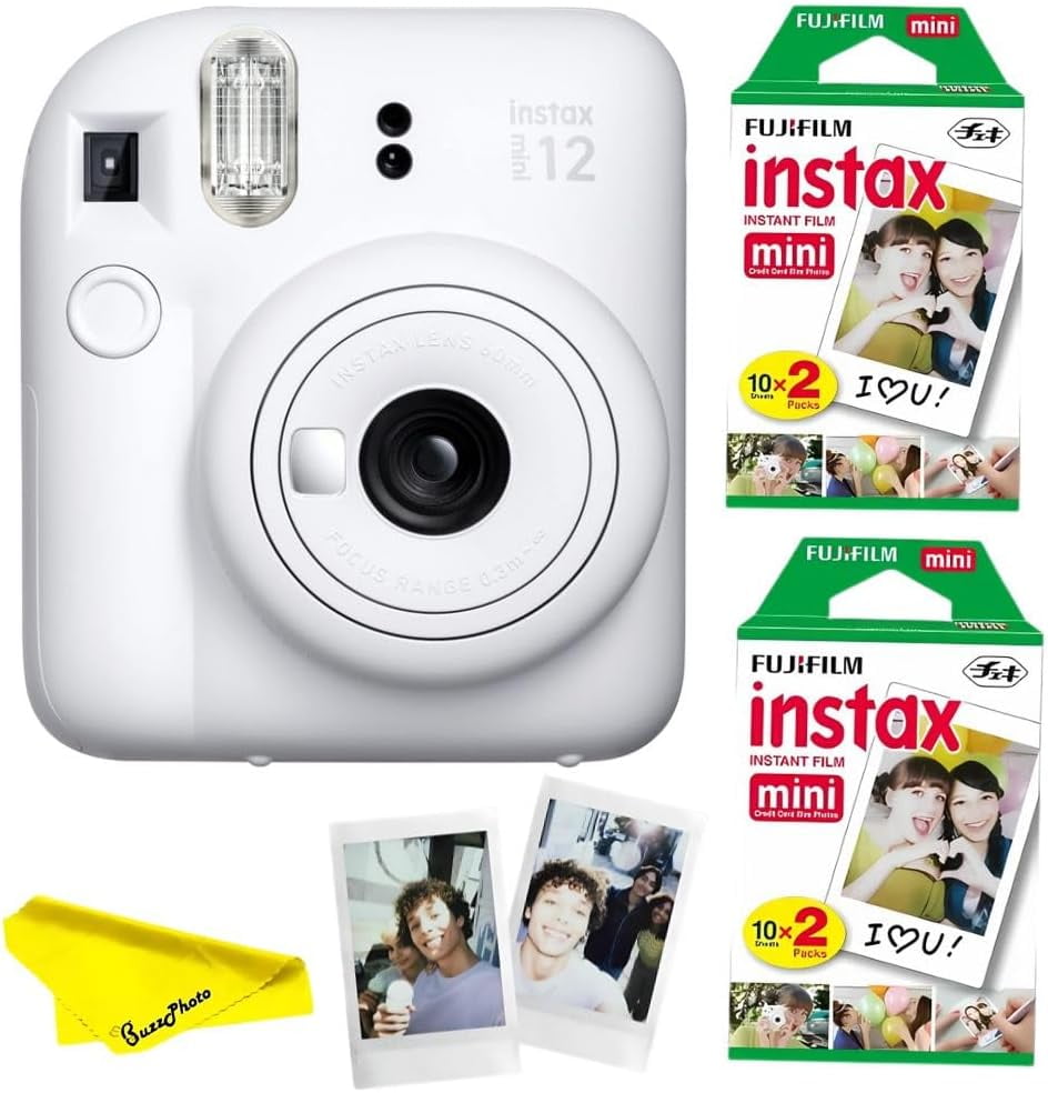 FUJIFILM INSTAX MINI 12 Instant Film Camera ( Clay White ) + Fujifilm ...