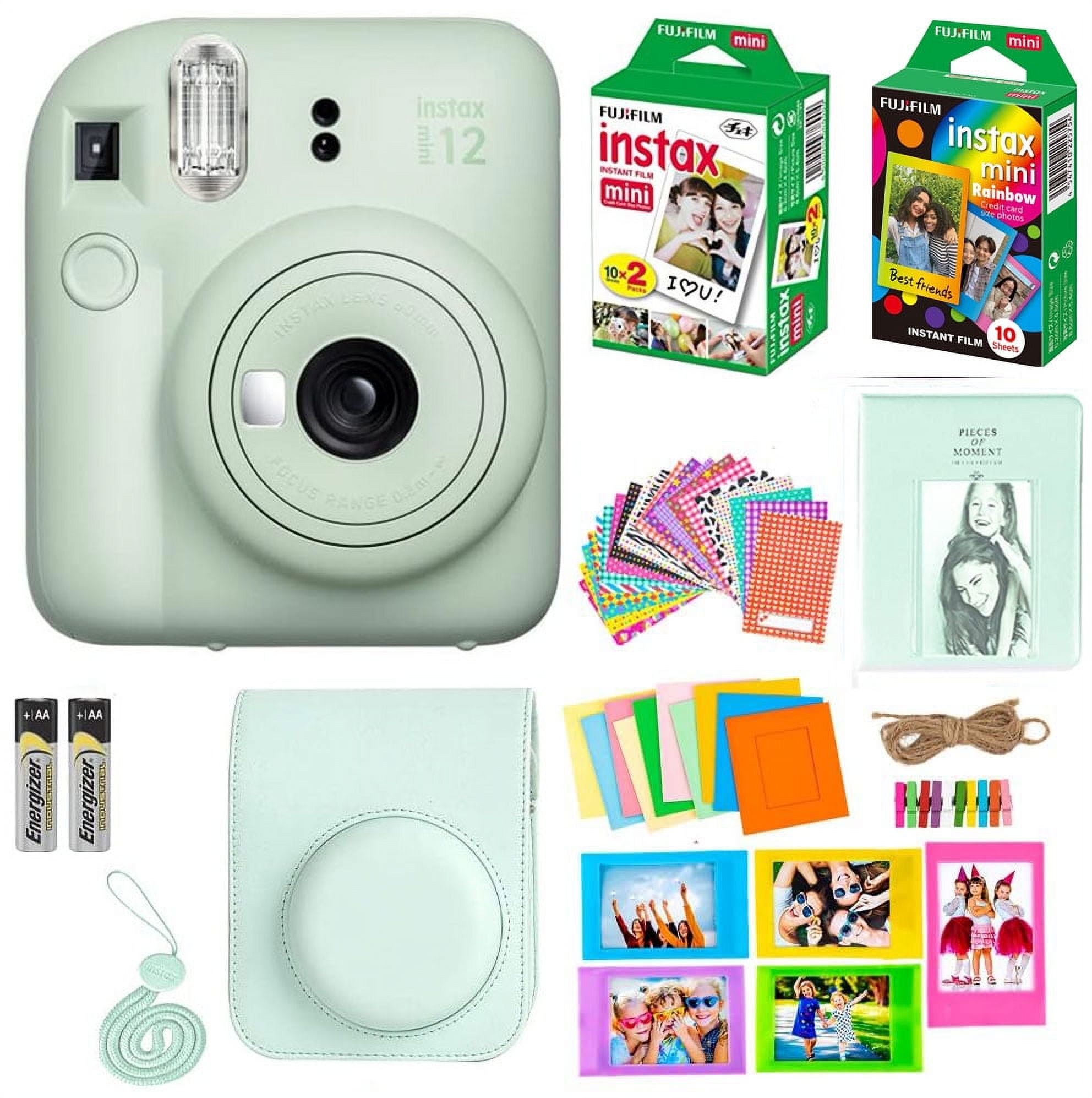 Fujifilm Instax Mini 12 Camera Green Pack: Includes Camera, Film (20 PK ...