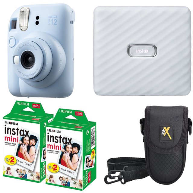 FUJIFILM INSTAX MINI 12 Instant Film Camera (Pastel Blue) + Camera Case ...