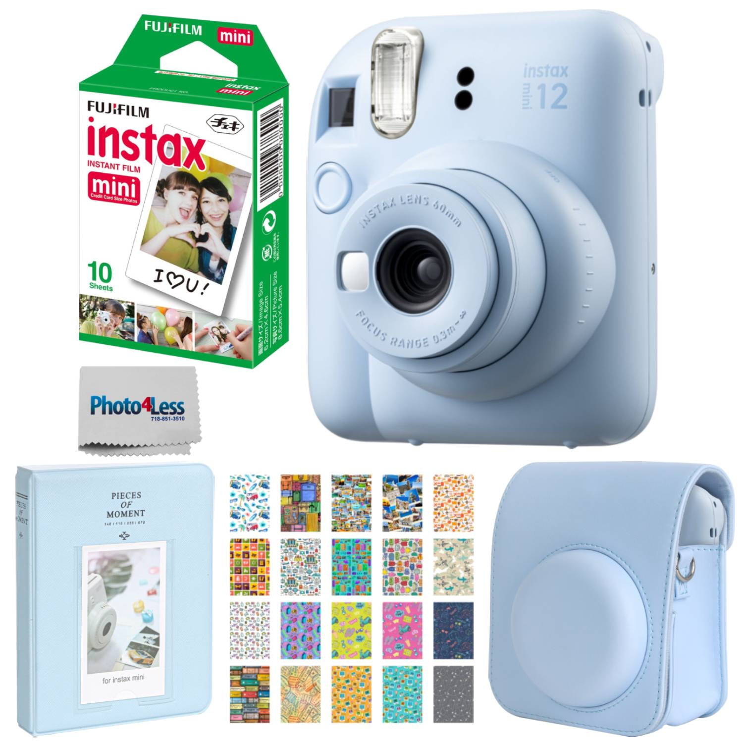 Fujifilm Instax Mini 12 Bundle - Blue Camera, 10 Prints, Case, Album ...