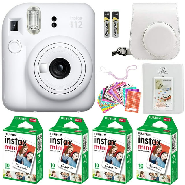 Fujifilm Instax Mini 12 Camera White, Set with 40pk Film, Strap Case ...