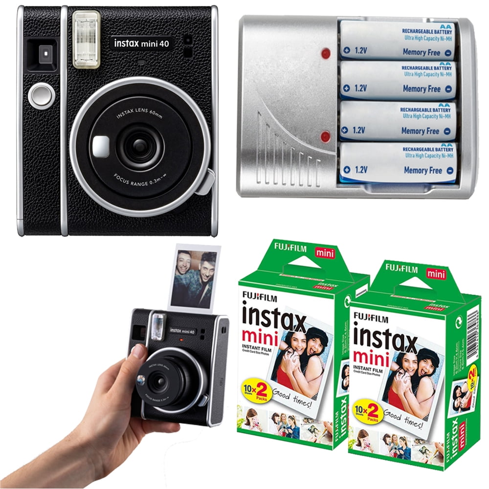 FUJIFILM INSTAX MINI 40 Instant Film Camera + 4X Rechargeable Battery ...