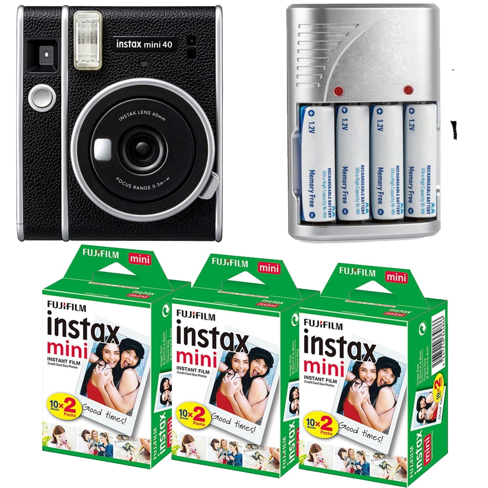 FUJIFILM INSTAX MINI 40 Instant Film Camera + 4X Rechargeable Battery ...