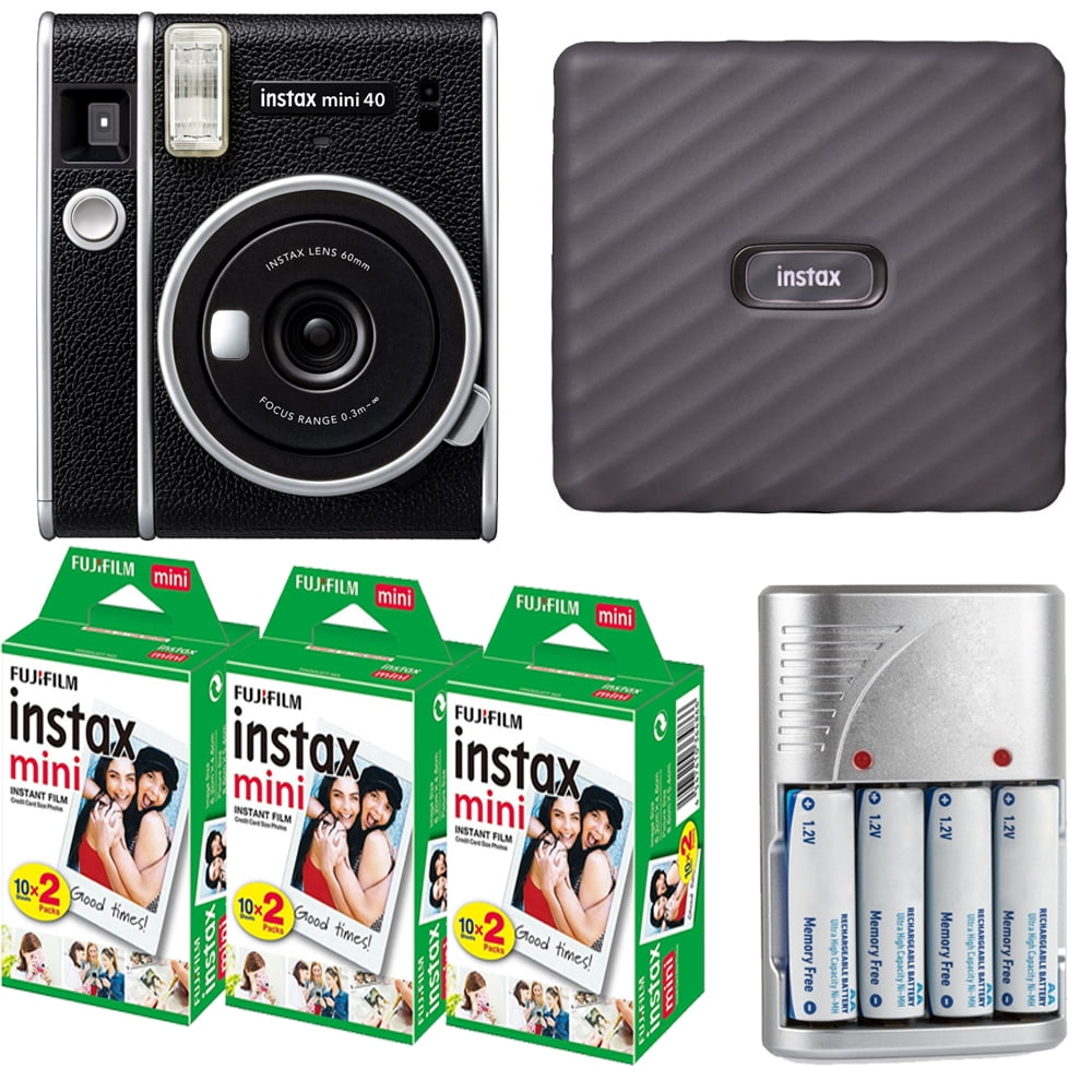 FUJIFILM INSTAX MINI 40 Instant Film Camera + 4X Rechargeable Battery ...