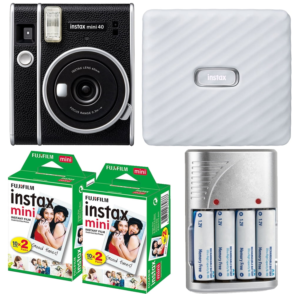 FUJIFILM INSTAX MINI 40 Instant Film Camera + 4X Rechargeable Battery ...
