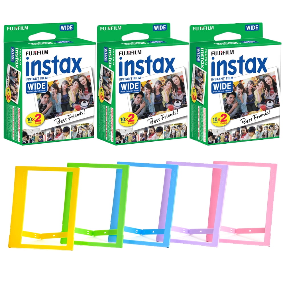 FUJIFILM INSTAX Wide Instant Film + Plastic Photo Frames (Blue, Green ...
