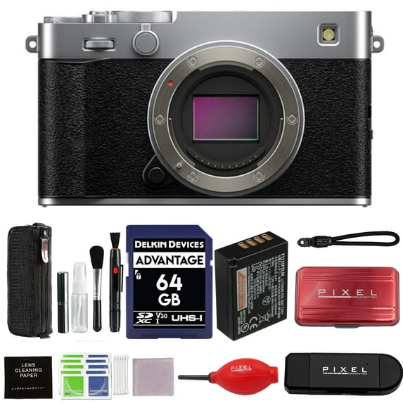 FUJIFILM X-E5 Mirrorless Camera Bundle (Silver) with 64GB SD Card, Card ...
