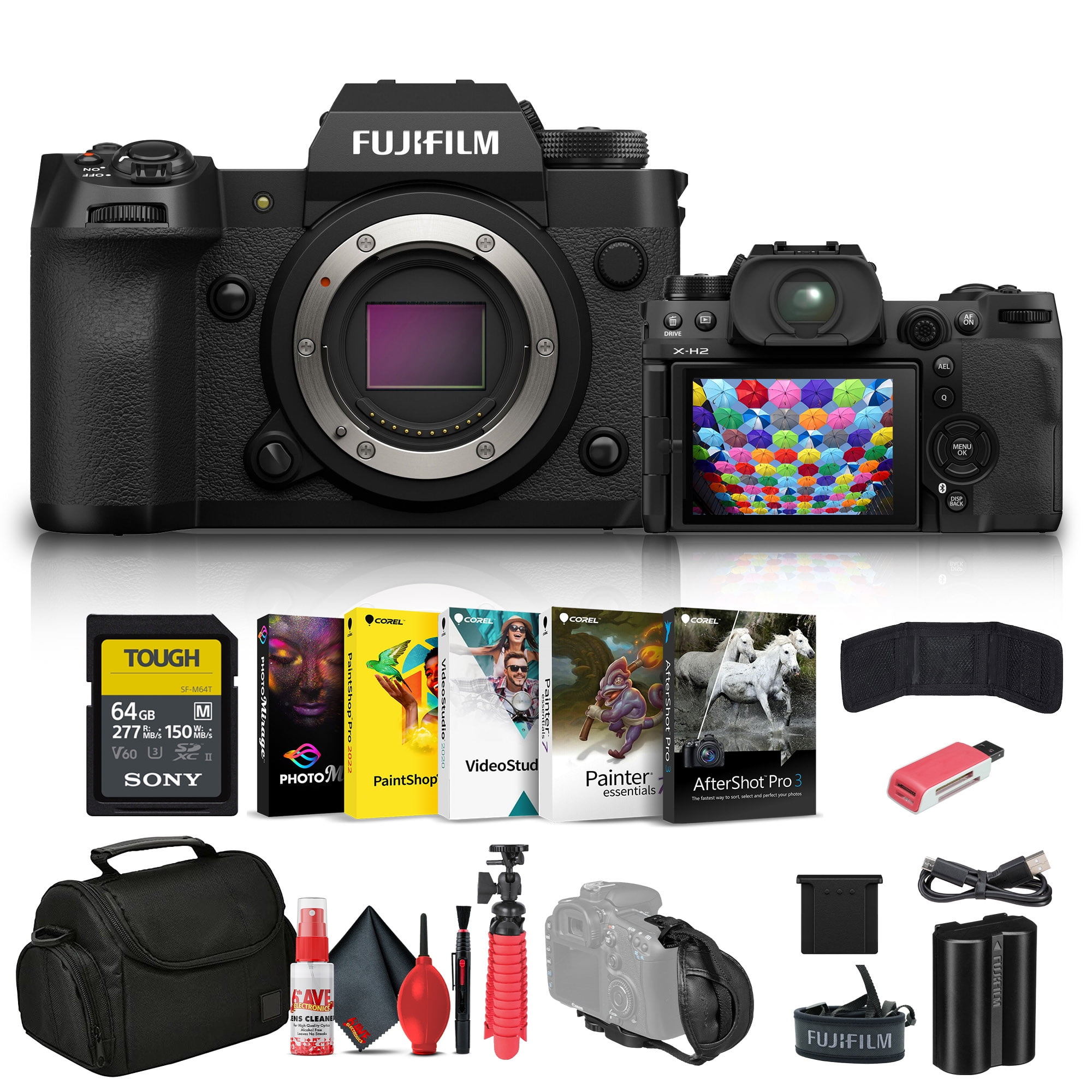 FUJIFILM X-H2 Mirrorless Camera (16757045) + 64GB Memory Card + Bag ...