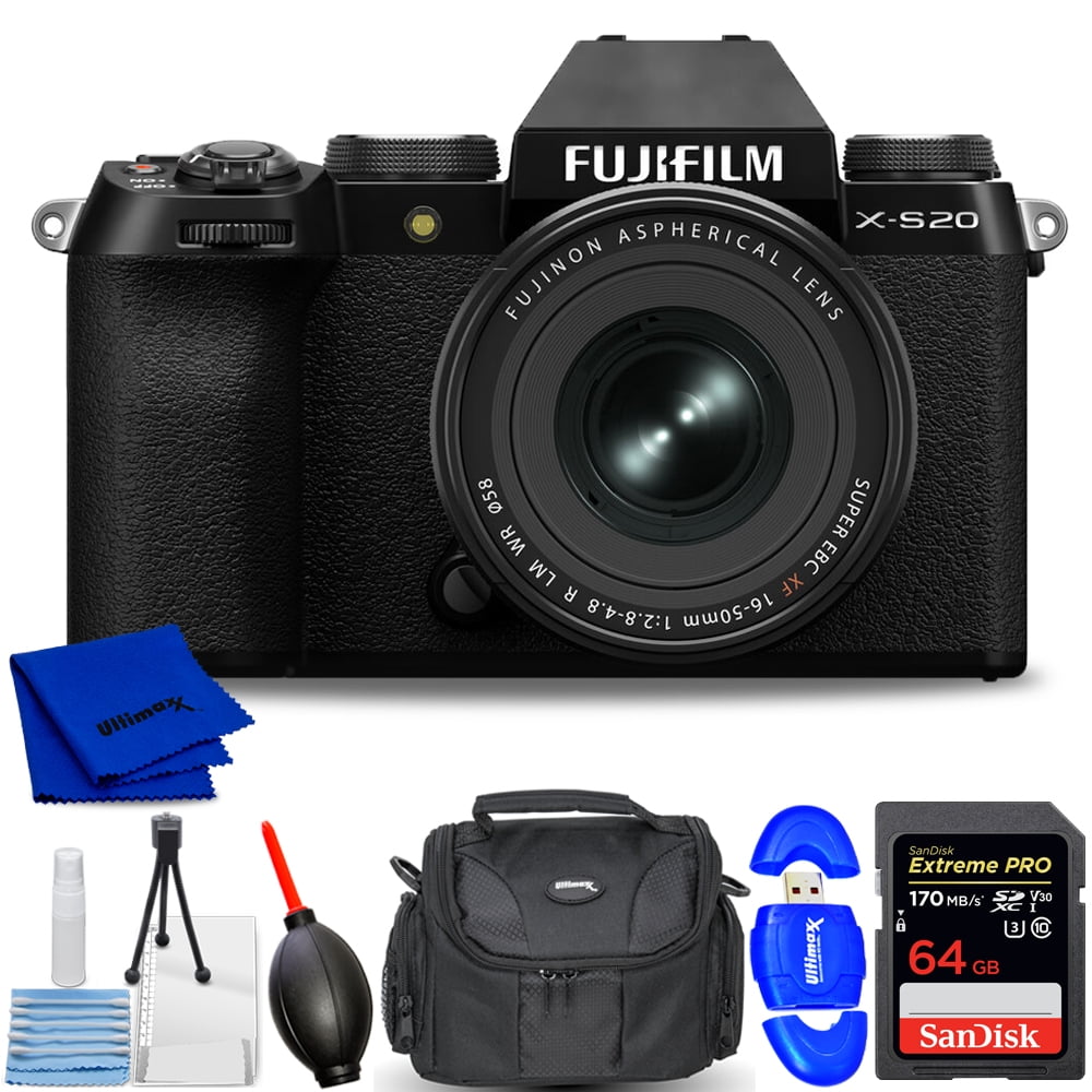 FUJIFILM X-S20 Mirrorless Camera with XF 16-50mm f/2.8-4.8 Lens (Black) 7PC Kit - Walmart.com