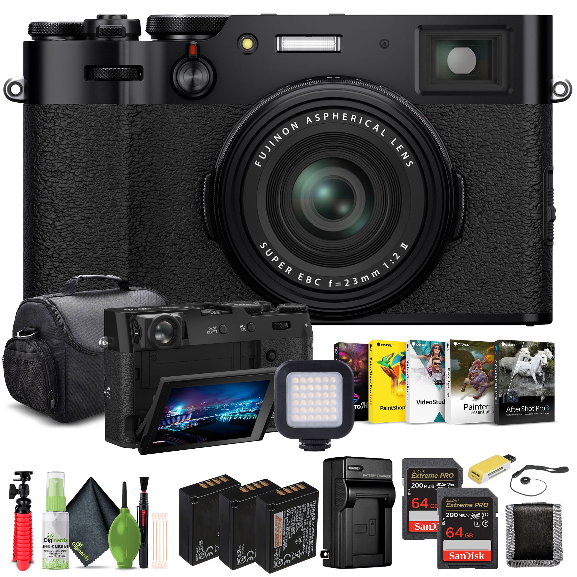 FUJIFILM X100VI Digital Camera (Black) (16821913) + 2 x 64GB Card ...