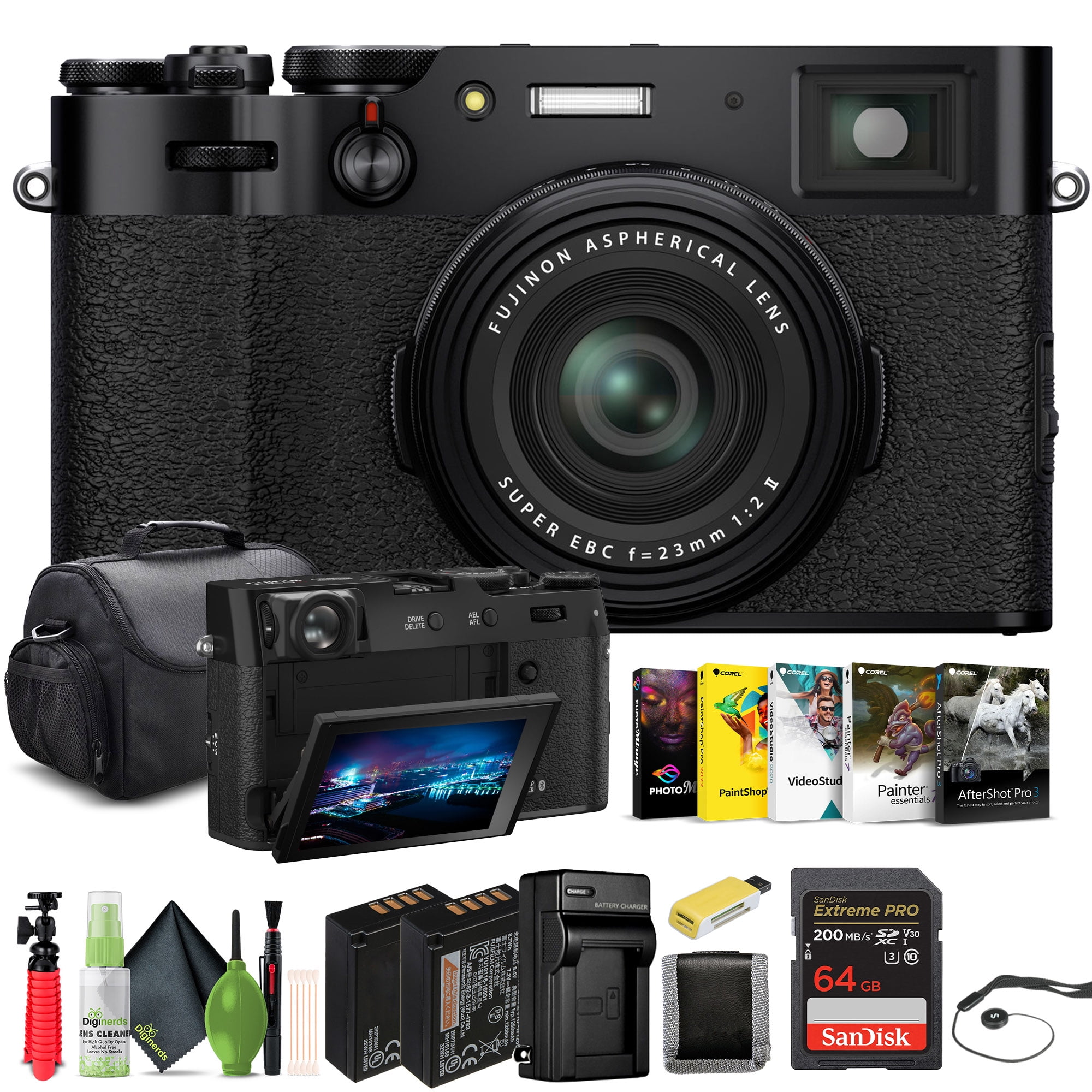 FUJIFILM X100VI Digital Camera (Black) (16821913) + 64GB Card + Card ...
