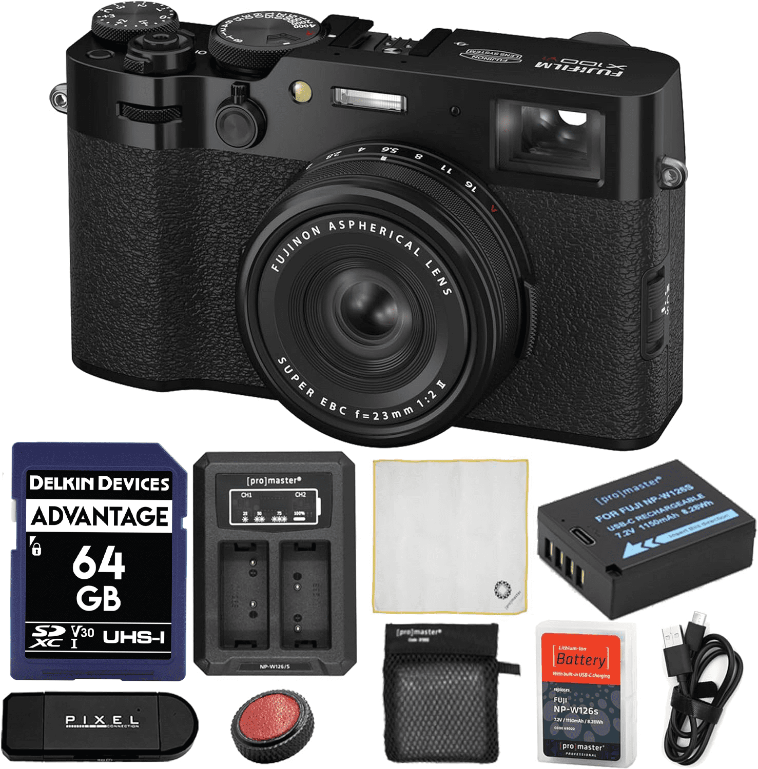 FUJIFILM X100VI Digital Camera (Black) Bundle with Extra Battery ...