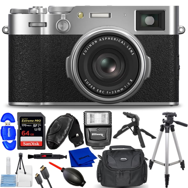 FUJIFILM X100VI Digital Camera (Silver) - 13PC Accessory Kit - Walmart.com