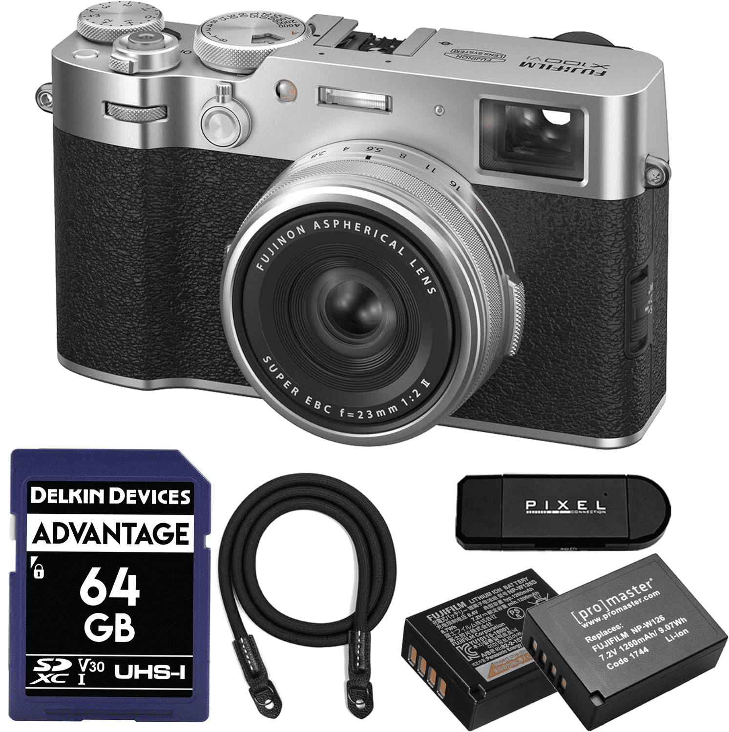 FUJIFILM X100VI Digital Camera (Silver) Bundle with Extra Battery, 3-in ...