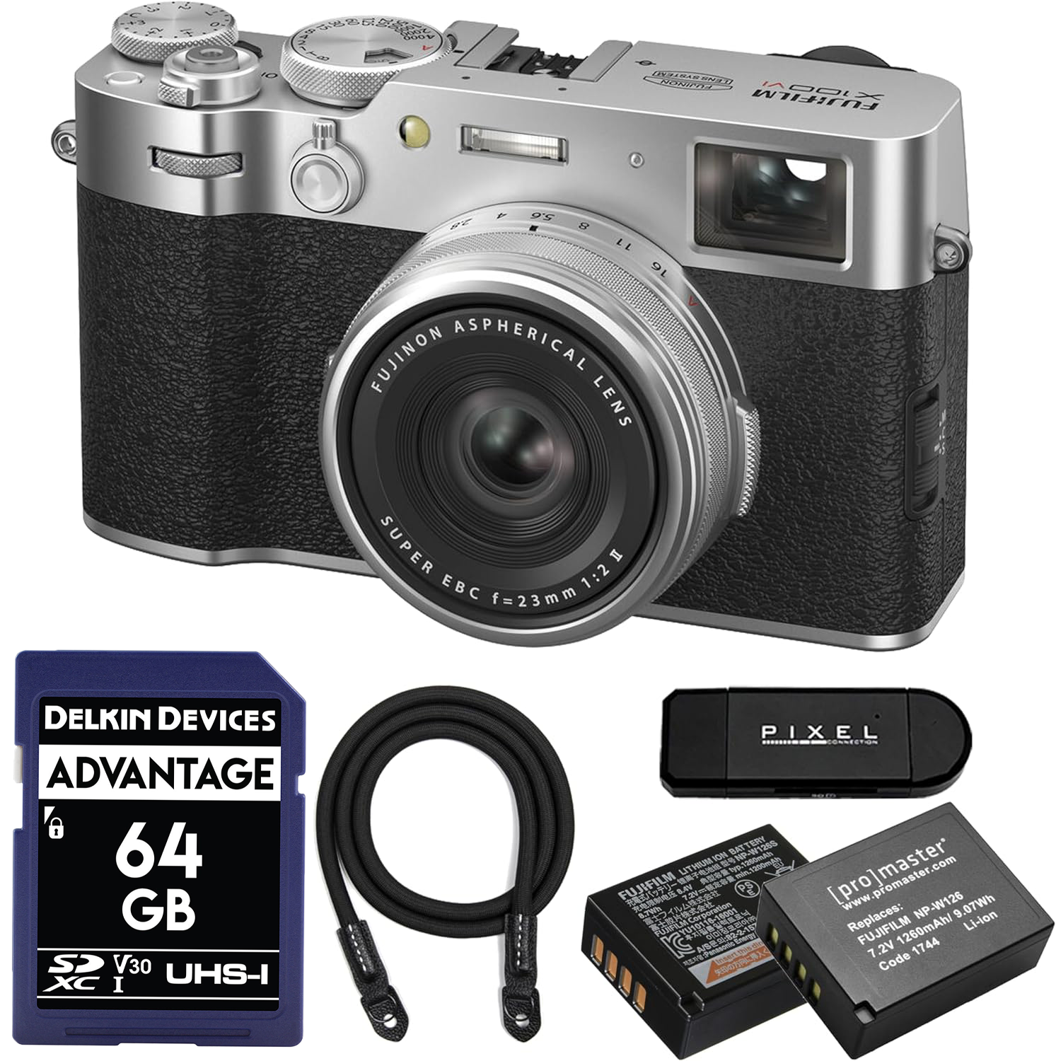 FUJIFILM X100VI Digital Camera (Silver) Bundle with Extra Battery, 3-in ...