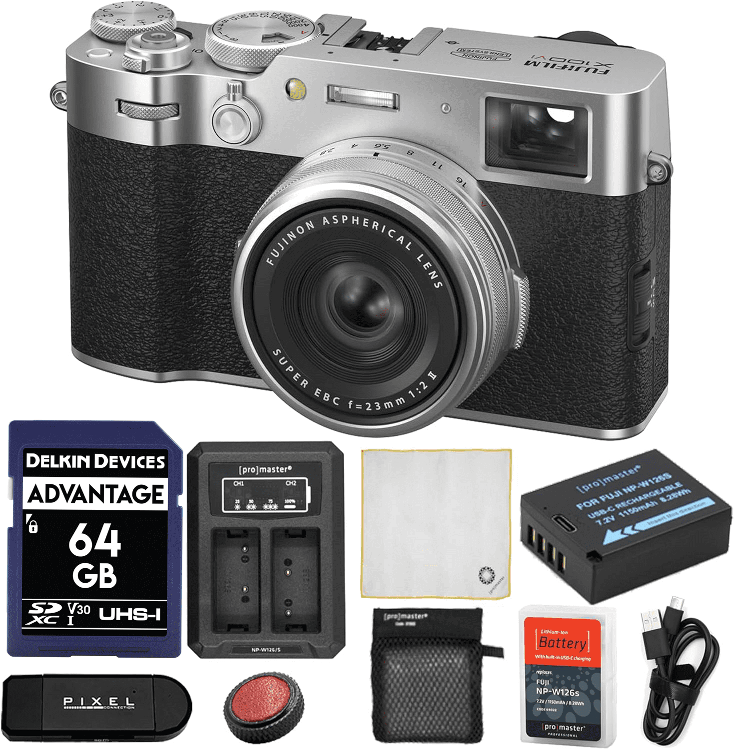 FUJIFILM X100VI Digital Camera (Silver) Bundle with Extra Battery ...