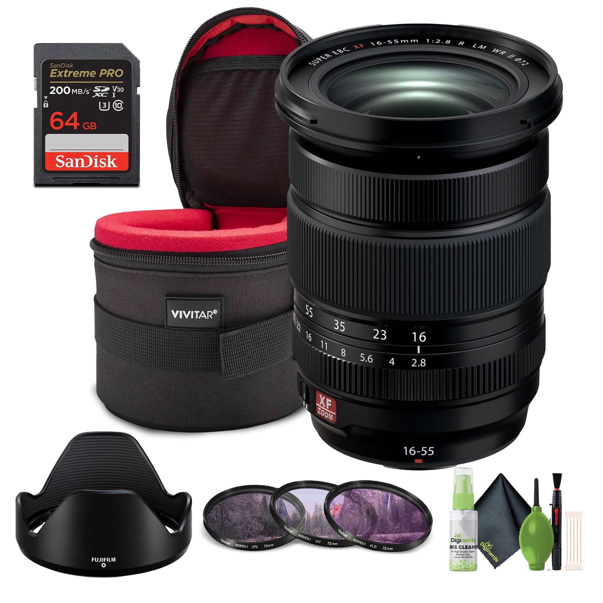 FUJIFILM XF 16-55mm f/2.8 R LM WR II Lens + Cleaning kit + 64GB Memorey ...