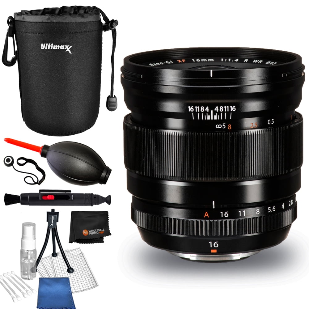 FUJIFILM XF 16mm f/1.4 R WR Lens 16463670 - 7PC Accessory Bundle ...