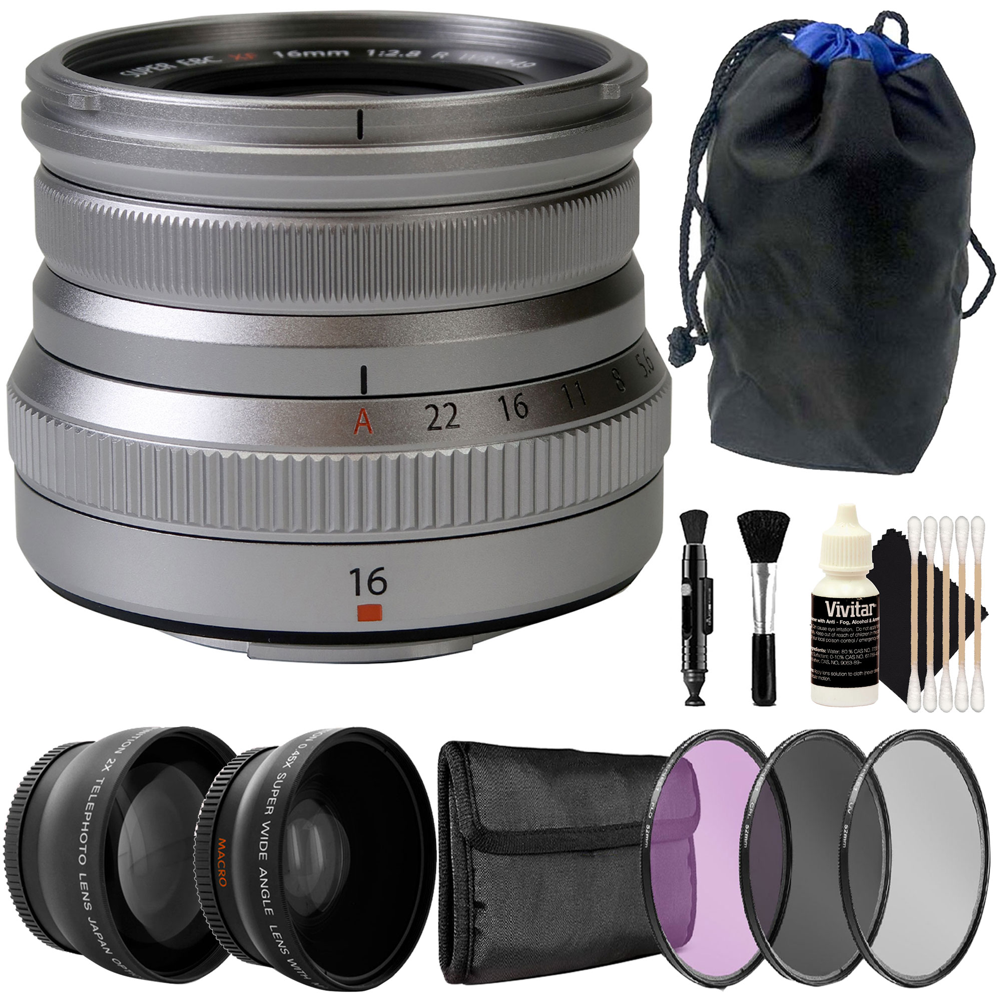 FUJIFILM XF 16mm f/2.8 R WR Wide-Angle Prime Lens (Silver) All Inclusive Bundle - Walmart.com