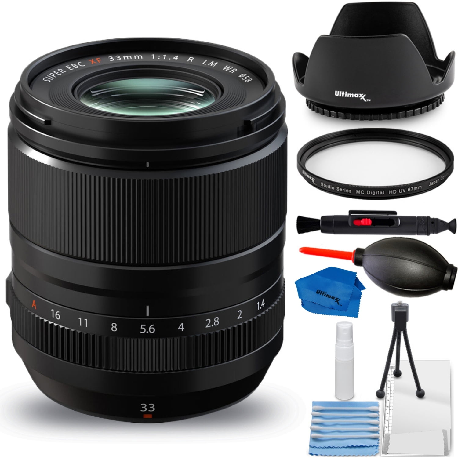 FUJIFILM XF 33mm f/1.4 R LM WR Lens - 7PC Accessory Bundle - Walmart.com