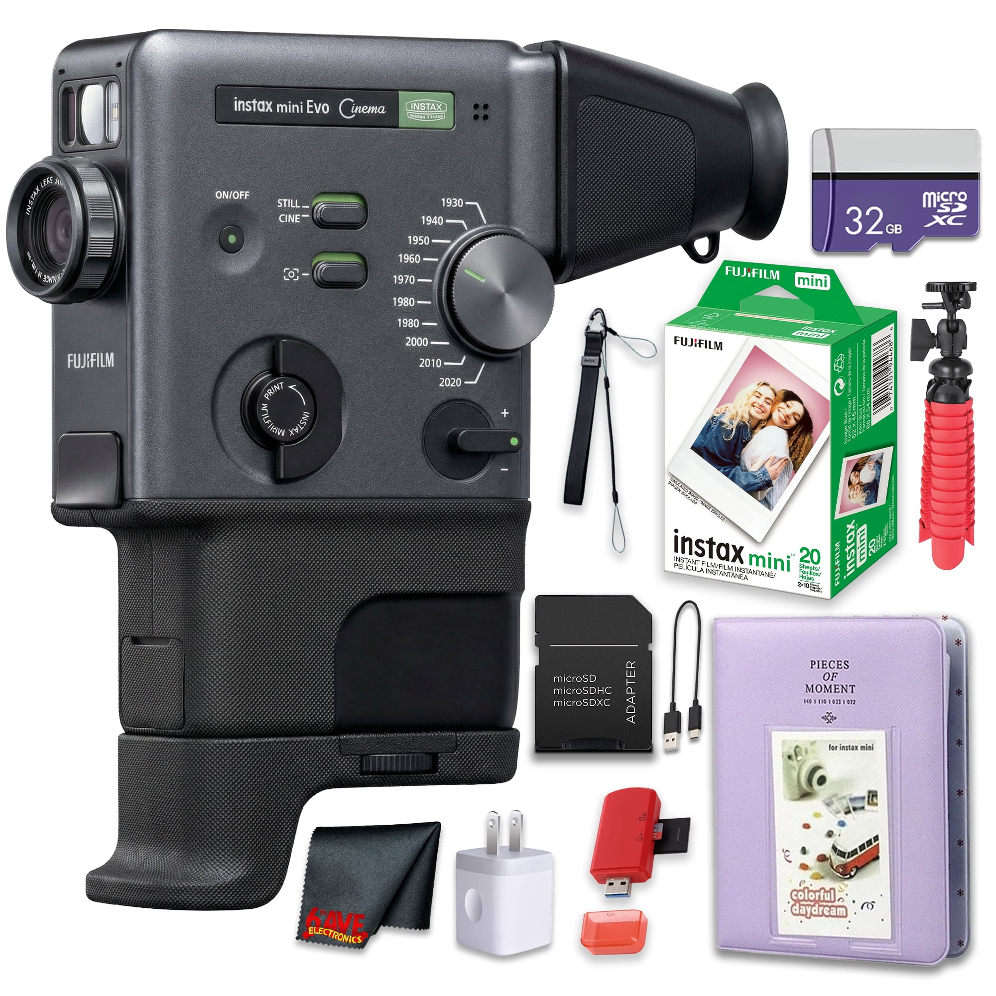 FUJIFILM instax mini Evo Cinema Hybrid Instant Camera Bundle, 3-in-1 ...