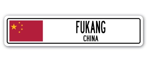 FUKANG CHINA Street Sign Asian Chinese flag city country road wall gift ...