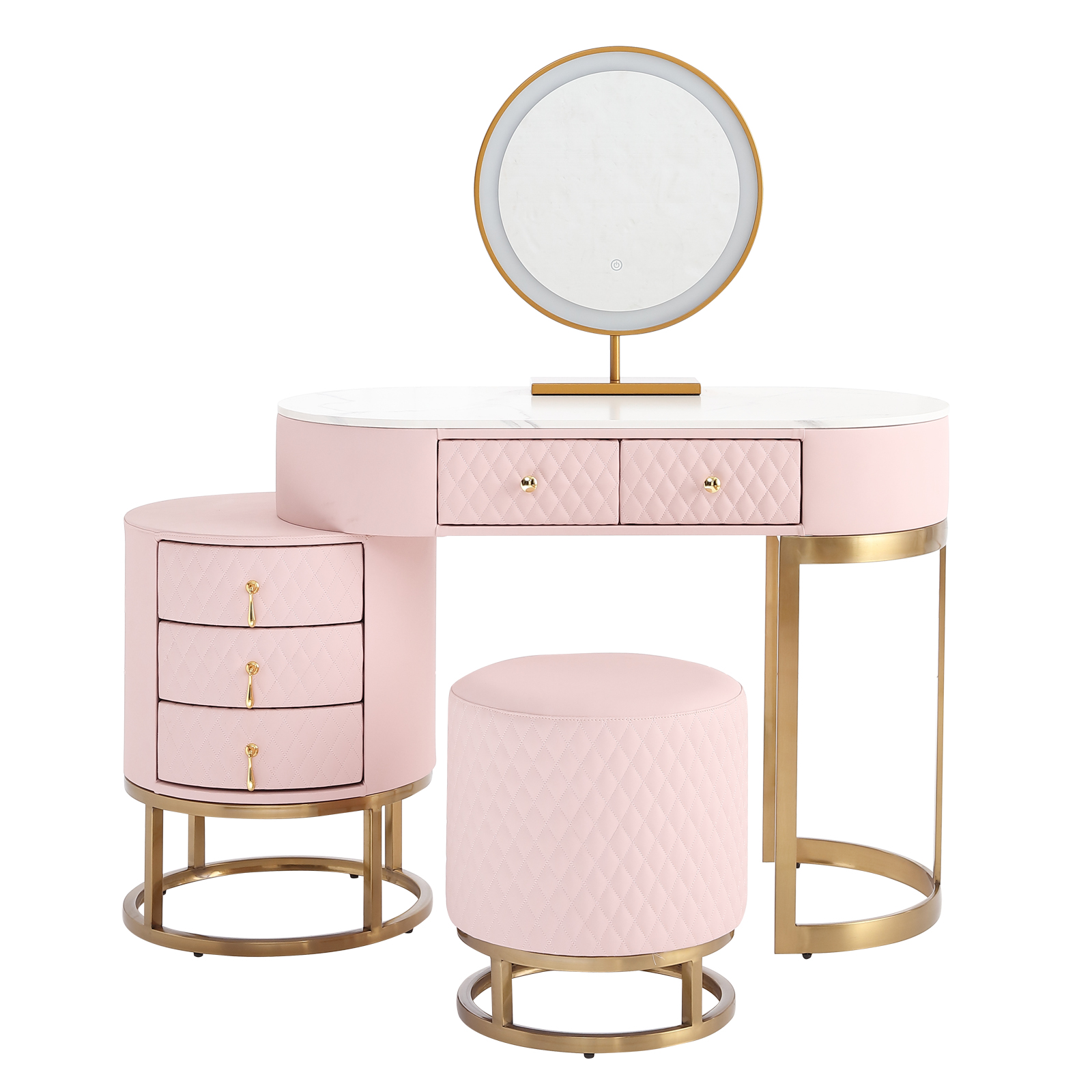 Bobkona Cailyn Flip Up Mirror vanity Set with Stool in Cherry - Walmart.com