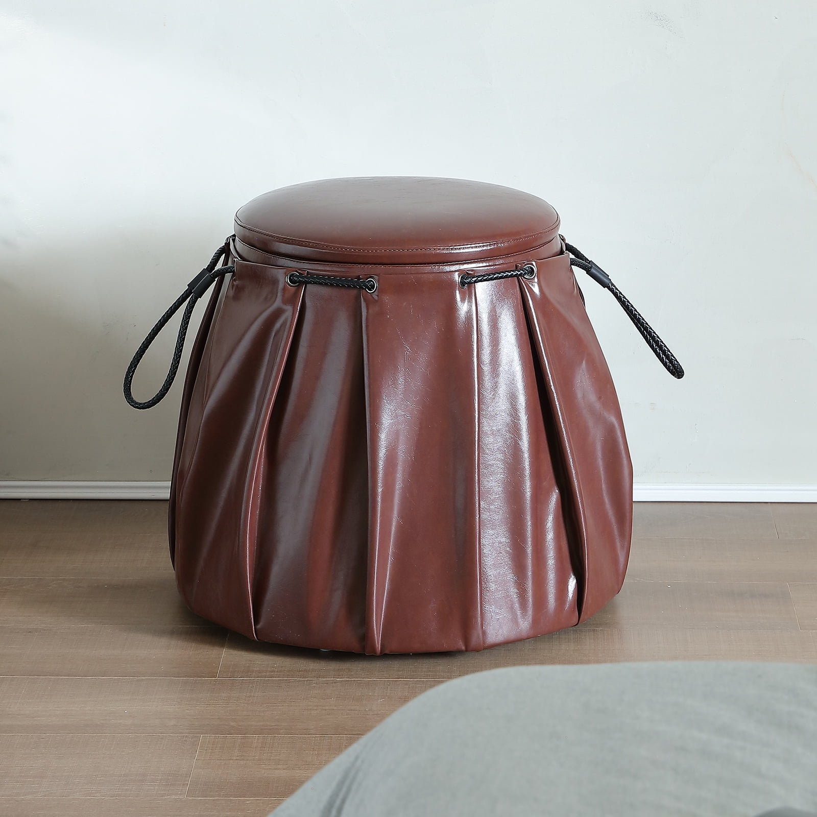 FUKAYI Modern Round Vanity Stool Chair Storage Ottoman Footrest Stool ...