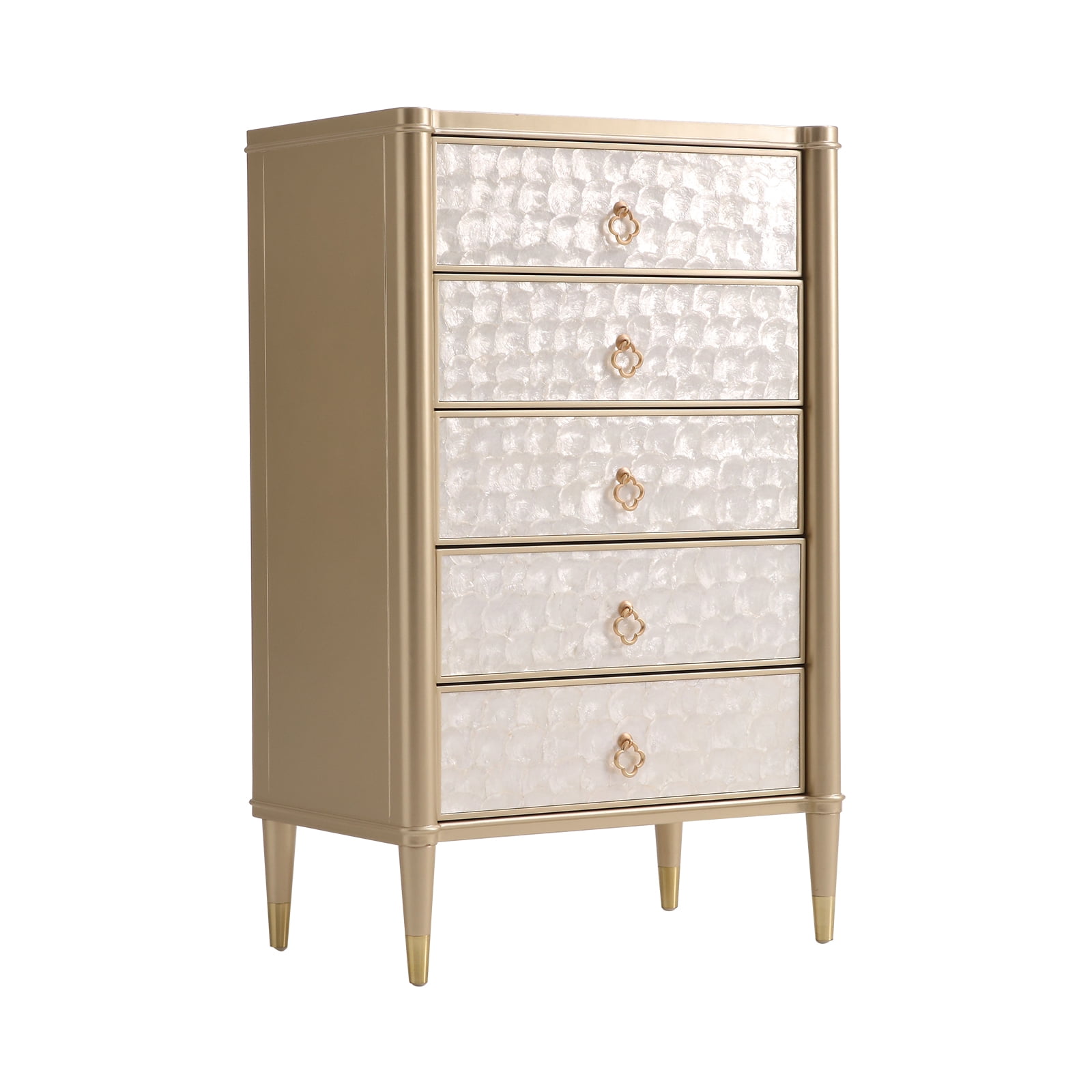 FUKAYI Mother of Pearl Inlay Tall Dresser for Bedroom with 5 Drawers ...
