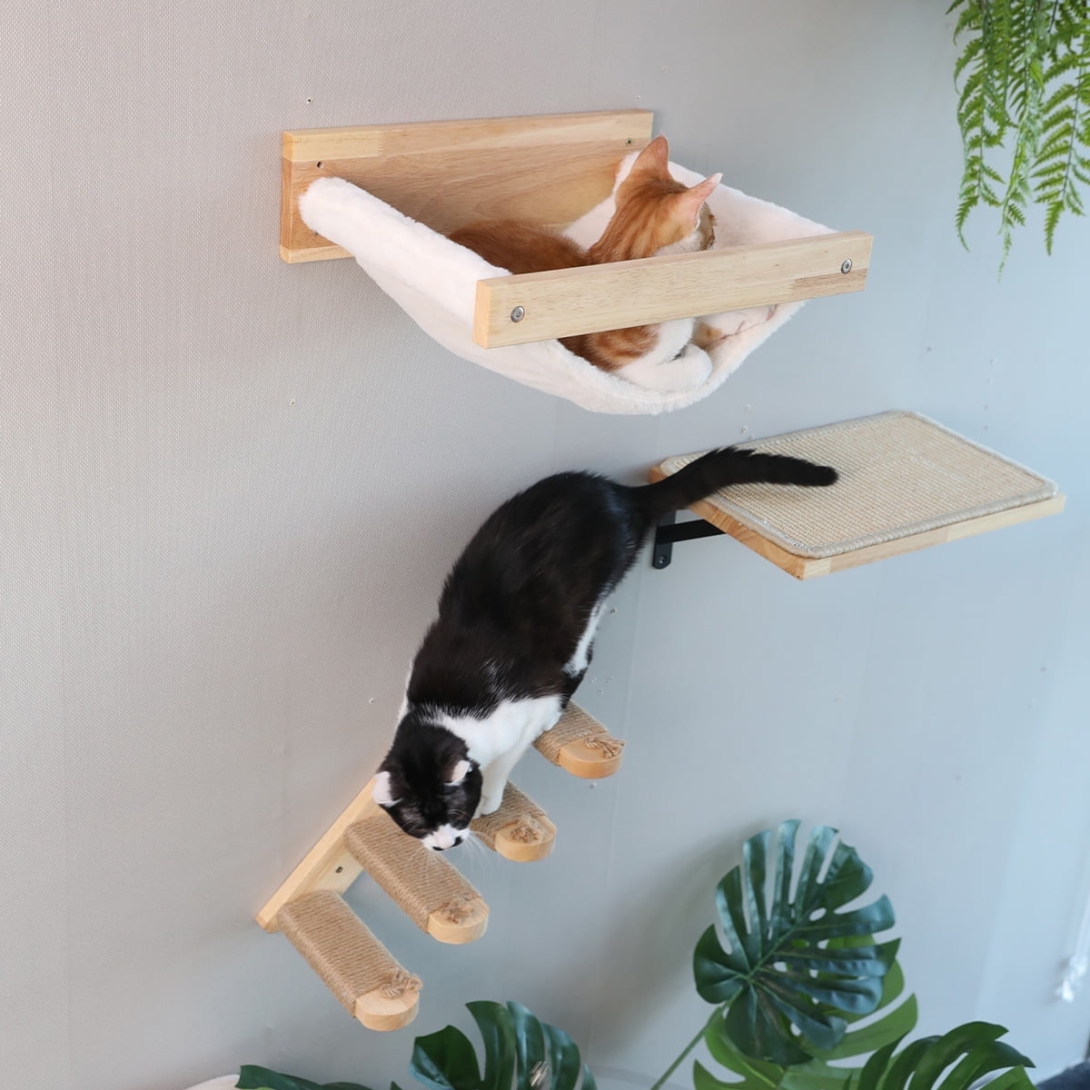 FUKUMARU Cat Furniture Set, 3 in 1 Wall Shelves & Hammock for Multi-Cat ...