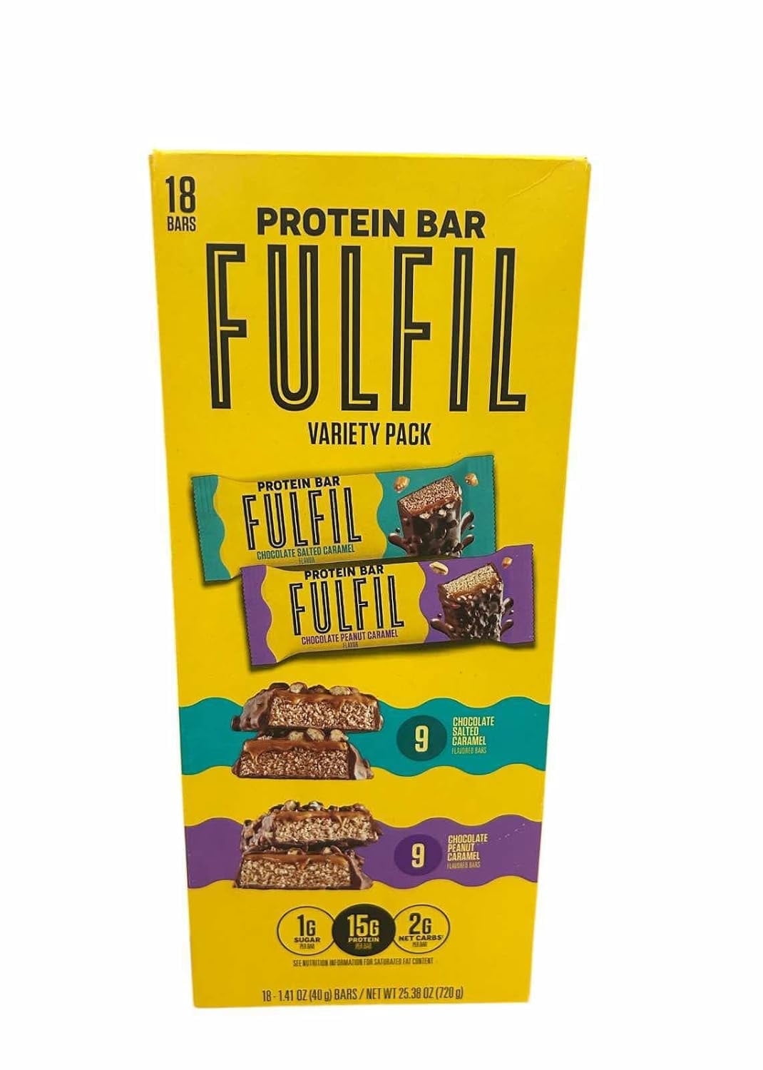 FUL'FIL Protein Bars, Chocolate Salted Caramel Flavored, with 15g ...