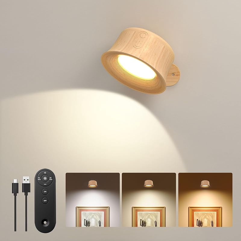 FULEN Wall Sconces,LED Wall Lamp with Rechargeable Battery 3 Color ...