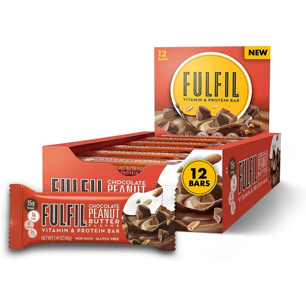 FULFIL Vitamin & Protein Bar, Chocolate Peanut Butter, 12 Pack ...