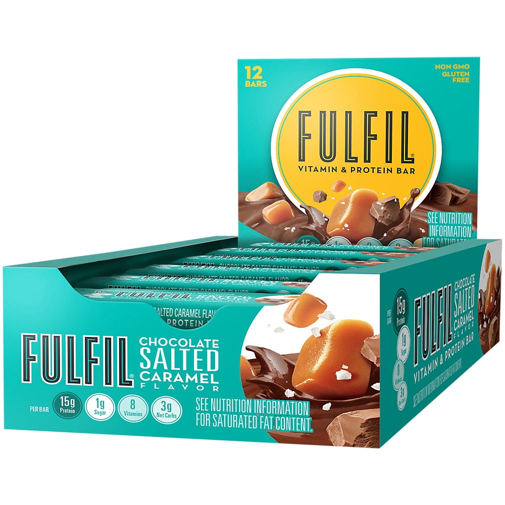 FULFIL Vitamin & Protein Bar, Chocolate Salted Caramel, 12 Pack ...