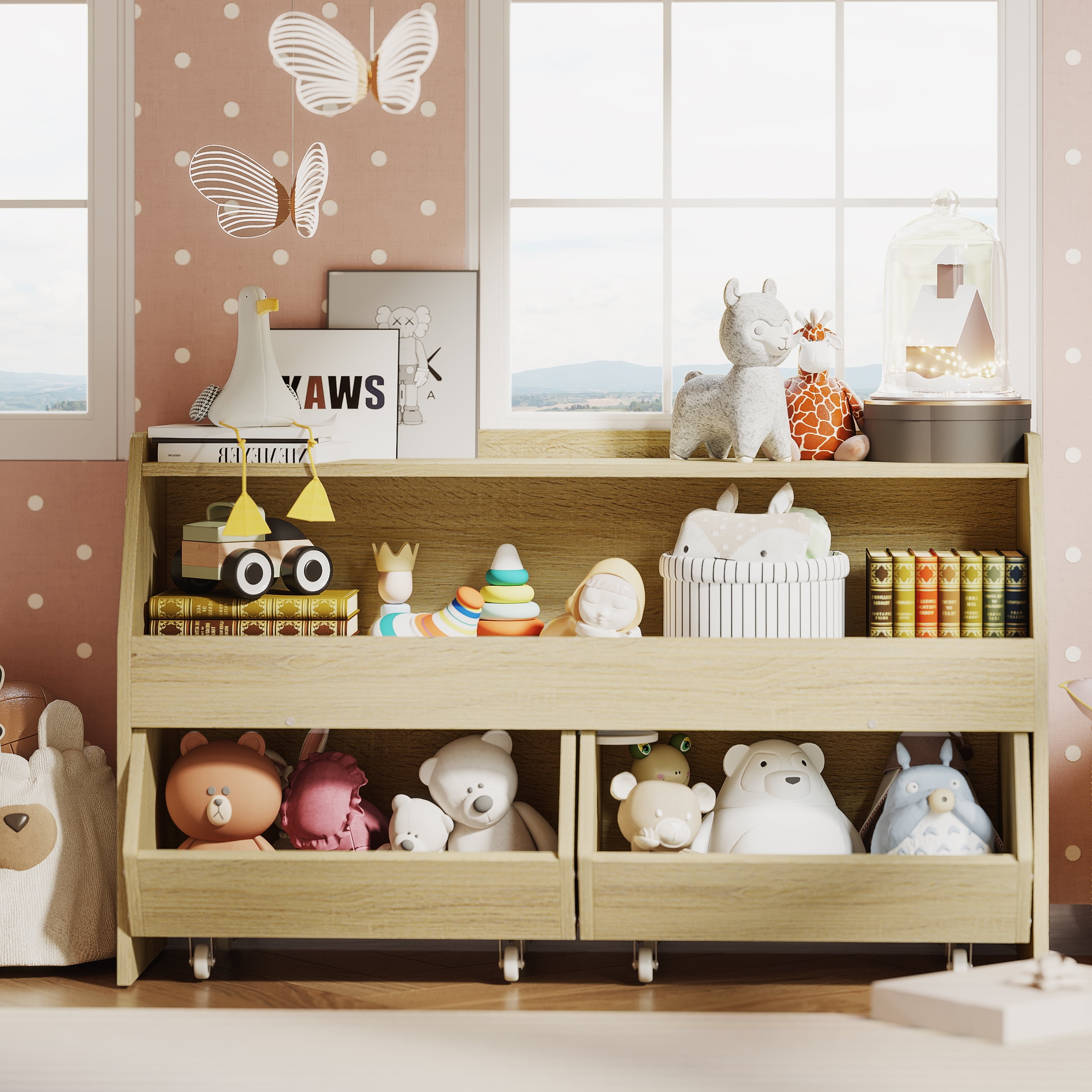 ABOVOBA Toy Storage Organizer for Kids,Two Drawers with Movable Wheels ...