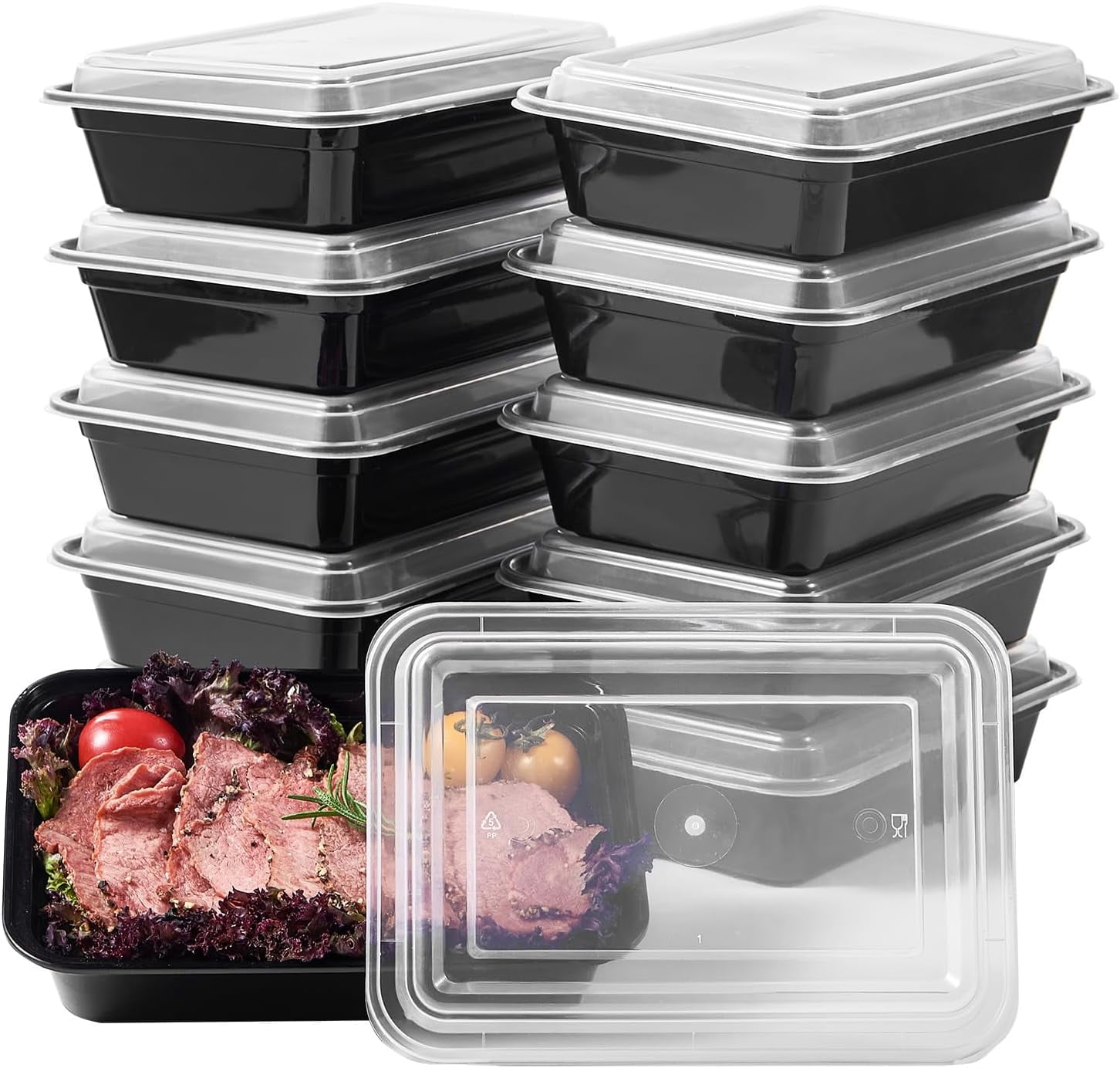 FULIGN 24 oz Meal Prep Containers With Lids Reusable 150 Pack Extra ...