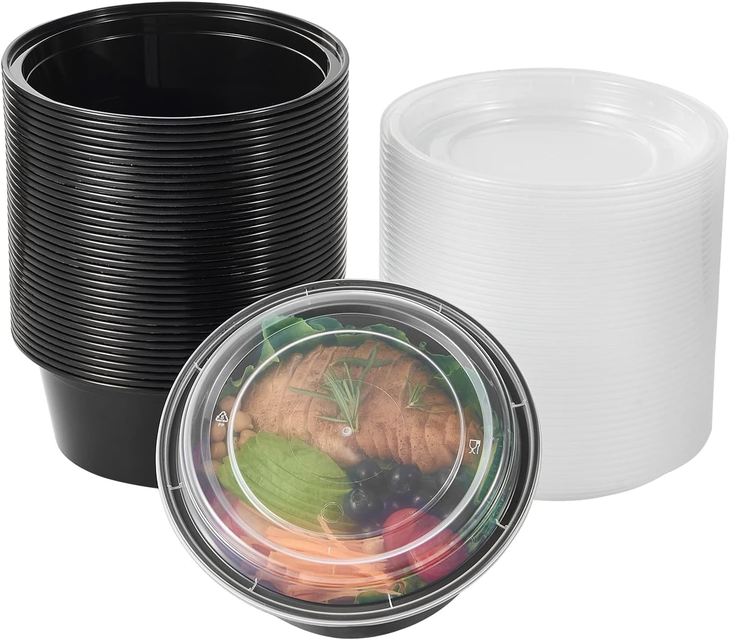 FULIGN 24 oz Meal Prep Containers With Lids Reusable 50 Pack Extra ...