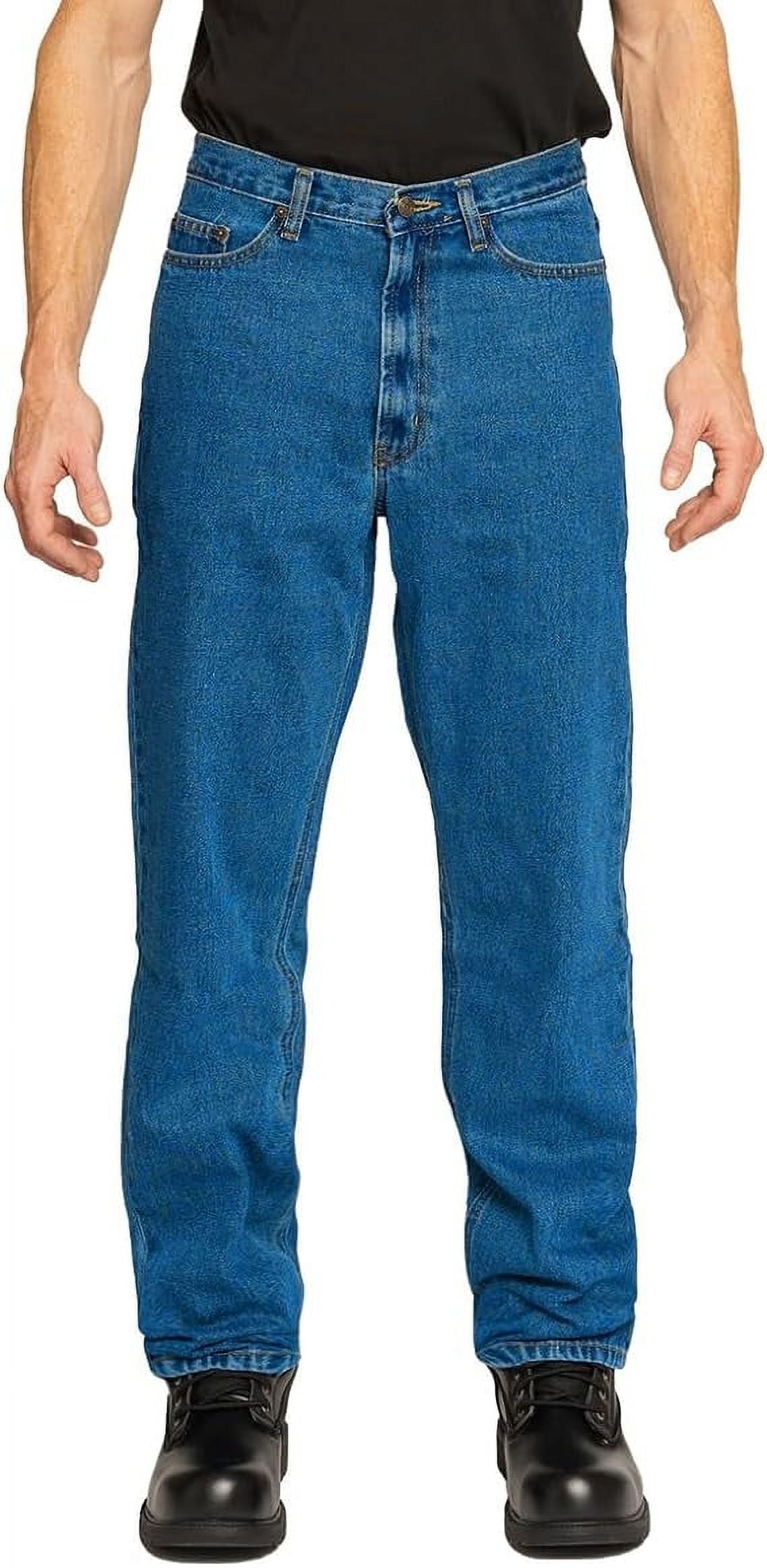 Full Blue Denim Jeans, Straight Leg, Light Wash, Relaxed Thighs, Sits ...