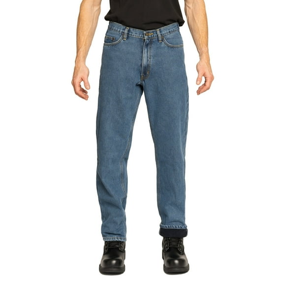 FULL BLUE 5 Pocket Fleece Lined Jeans, Bonded, Relaxed Fit, Light Wash ...