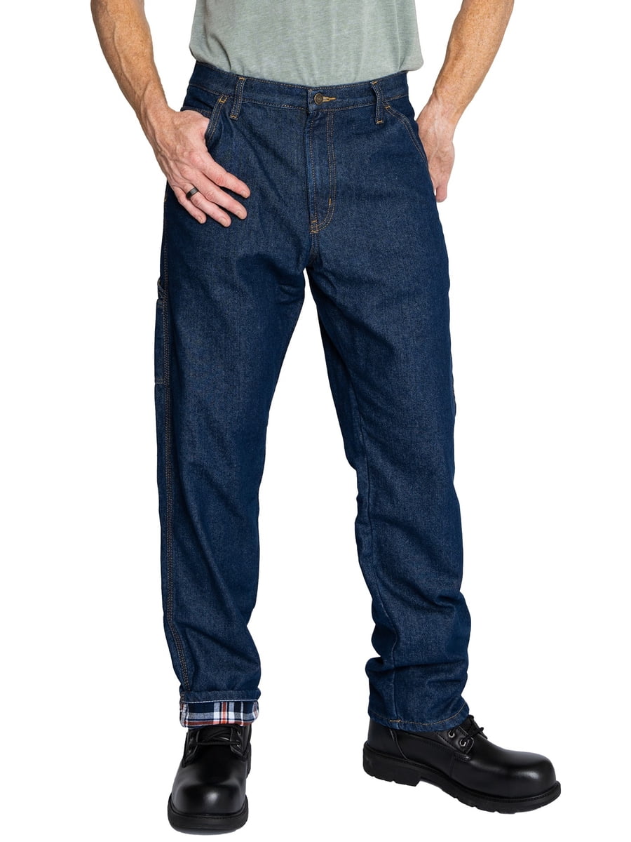 FULL BLUE Carpenter Flannel Lined Denim Jeans, Relaxed Fit, Utility ...