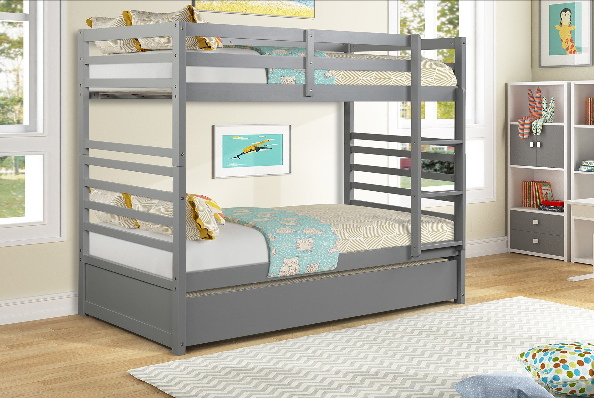 FULL FULL BUNK BED WITH TRUNDLE - GRAY TWinch TWinch BUNK BED WITH ...